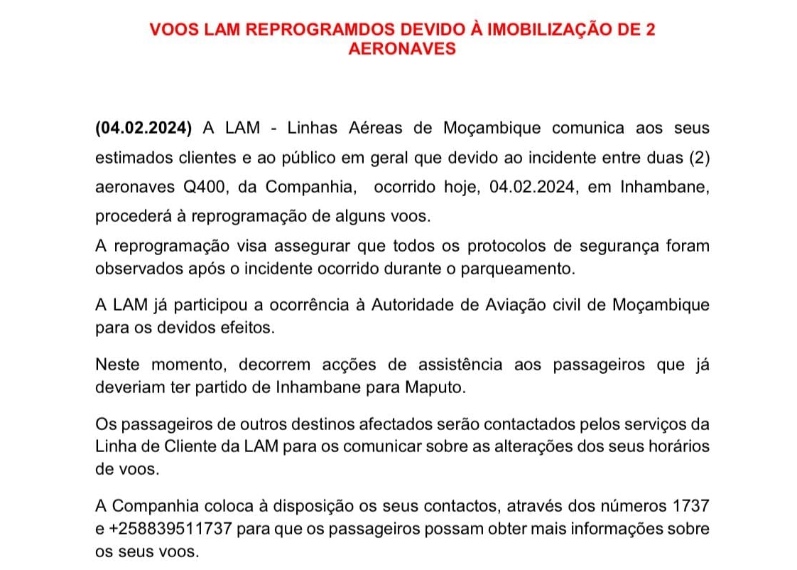 Incidente entre dois Dash Q400 da LAM - Kiosque da Aviação - O seu site ...